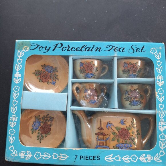Unbranded | Toys | Vintage Porcelain Lusterware Toy Tea Set 7 Pcs ...